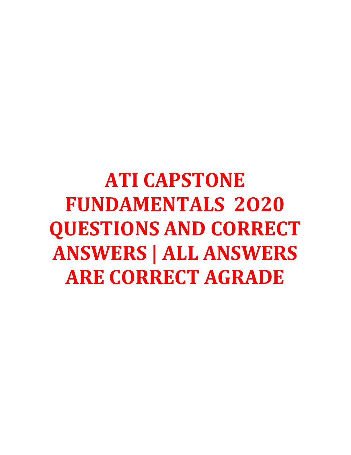 ATI CAPSTONE FUNDAMENTALS - DocMerit