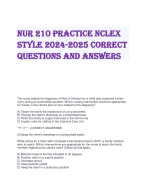 NUR 210 PRACTICE NCLEX STYLE 2024-2025 CORRECT QUESTIONS AND ANSWERS ...