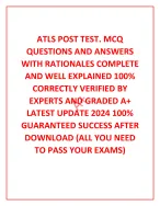 ATLS POST TEST. MCQ QUESTIONS AND ANSWERS COMPLETE 100% CORRECT GRADED ...