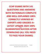 CCHP EXAMS WITH 141 QUESTIONS AND ANSWERS COMPLETE AND WELL EXPLAINED ...