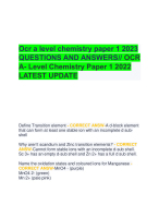 Ocr a level chemistry paper 1 2023 QUESTIONS AND ANSWERS// - DocMerit