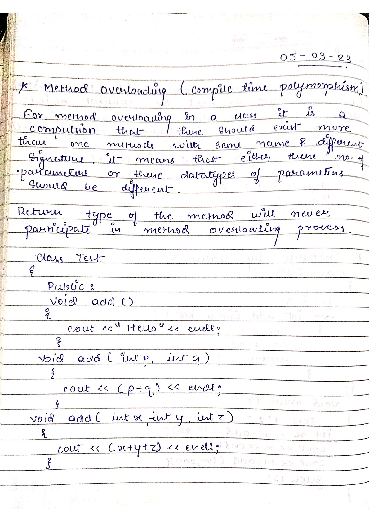 Concept of Method Overloading( compile time polymorphism) interview ...