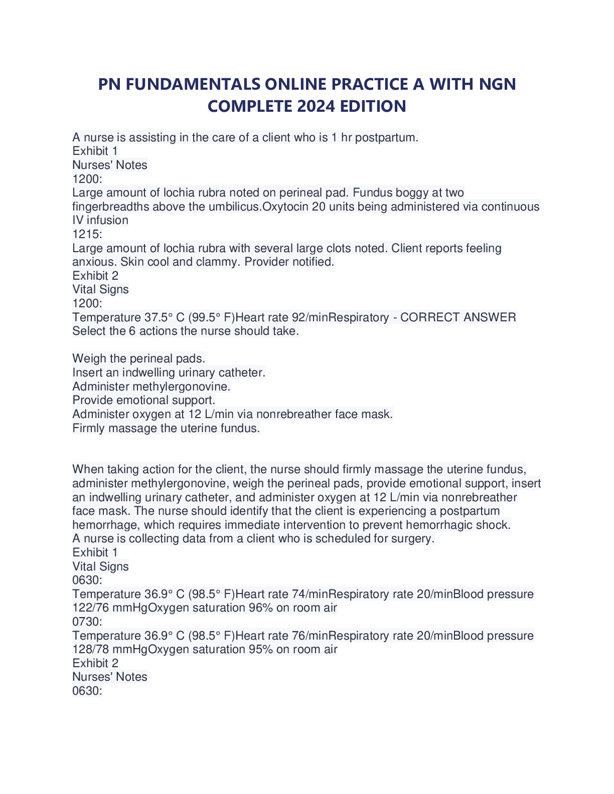 PN FUNDAMENTALS ONLINE PRACTICE 2024 A WITH NGN COMPLETE 2024 EDITION ...