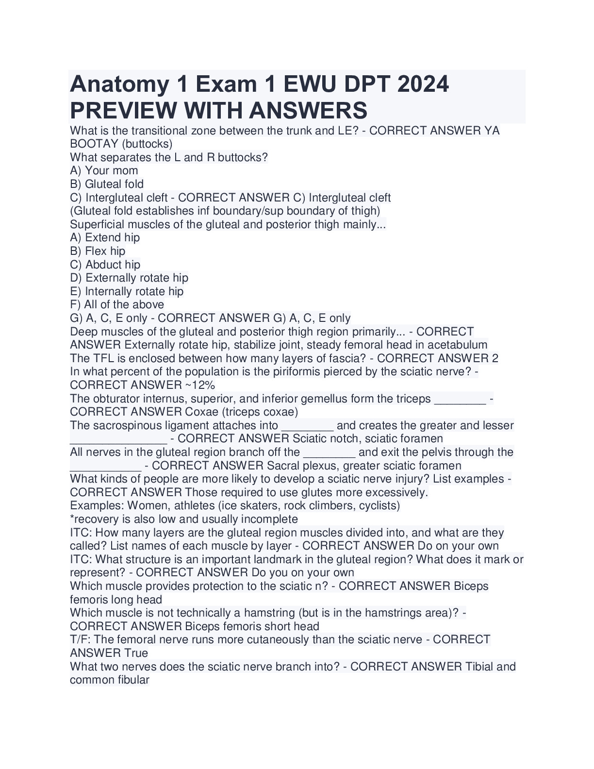 Anatomy 1 AAMI FINAL Comprehensive Exam with A+ Graded Questions and Answers 2024/2025 - DocMerit