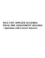 WGU C957 APPLIED ALGEBRA PRE ASSESSMENT Questions with Correct Answers ...
