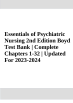 Essentials of Psychiatric Nursing 2nd Edition Boyd Test Bank | Complete ...