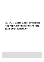 FL DCF CHILD CARE, PRESCHOOL APPROPRIATE PRACTICES (PSPR) QUESTIONS ...