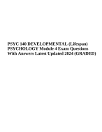 PSYC 140 DEVELOPMENTAL (Lifespan) PSYCHOLOGY Module 4 Exam Questions ...