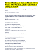 NFHS BASEBALL RULES QUESTIONS WITH ANSWERS LATEST UPDATED 2024/2025 ...