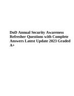 DoD Annual Security Awareness Refresher Questions with Complete Answers ...