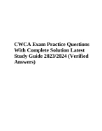 CWCA Exam Practice Questions With Complete Solution & CWCA Final Exam ...