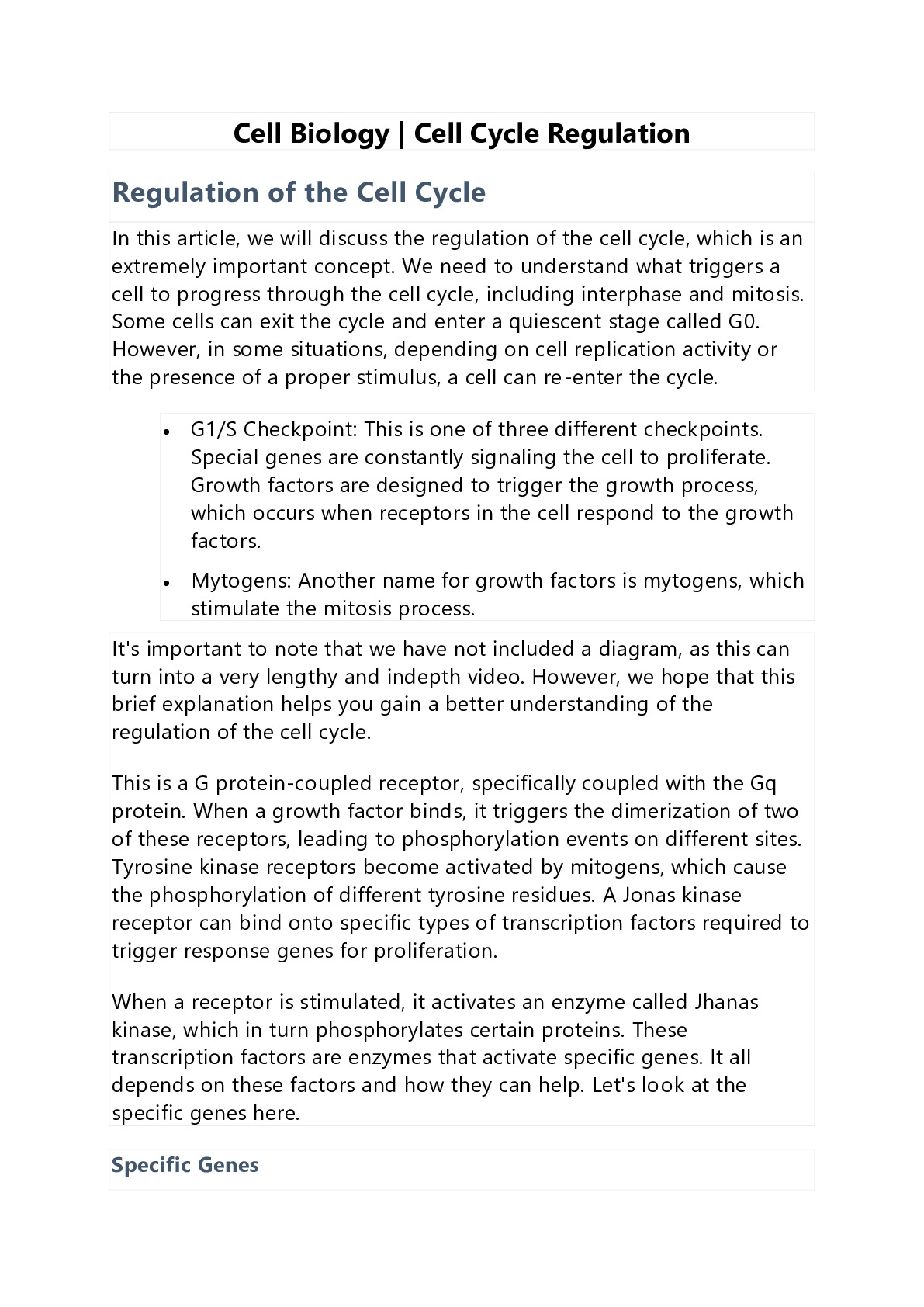 Cell Biology | Cell Cycle Regulation - DocMerit