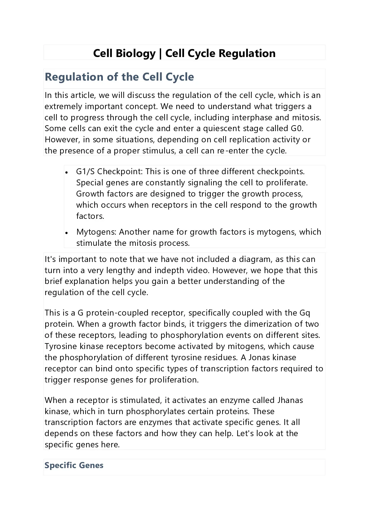 Cell Biology | Cell Cycle Regulation - DocMerit