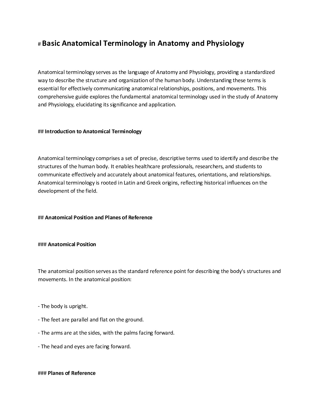 Basic Anatomical Terminology in Anatomy and Physiology.pdf - DocMerit