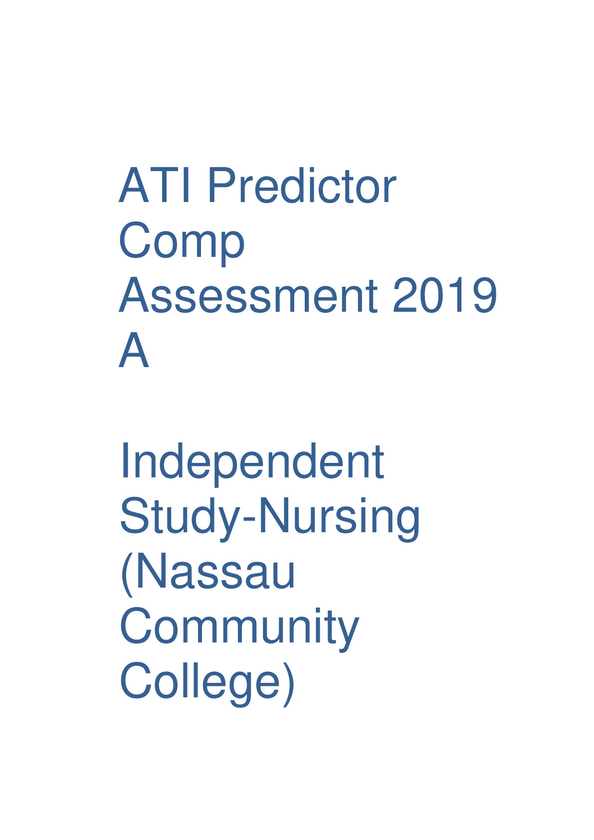 ATI Predictor Comprehensive Assessment - DocMerit