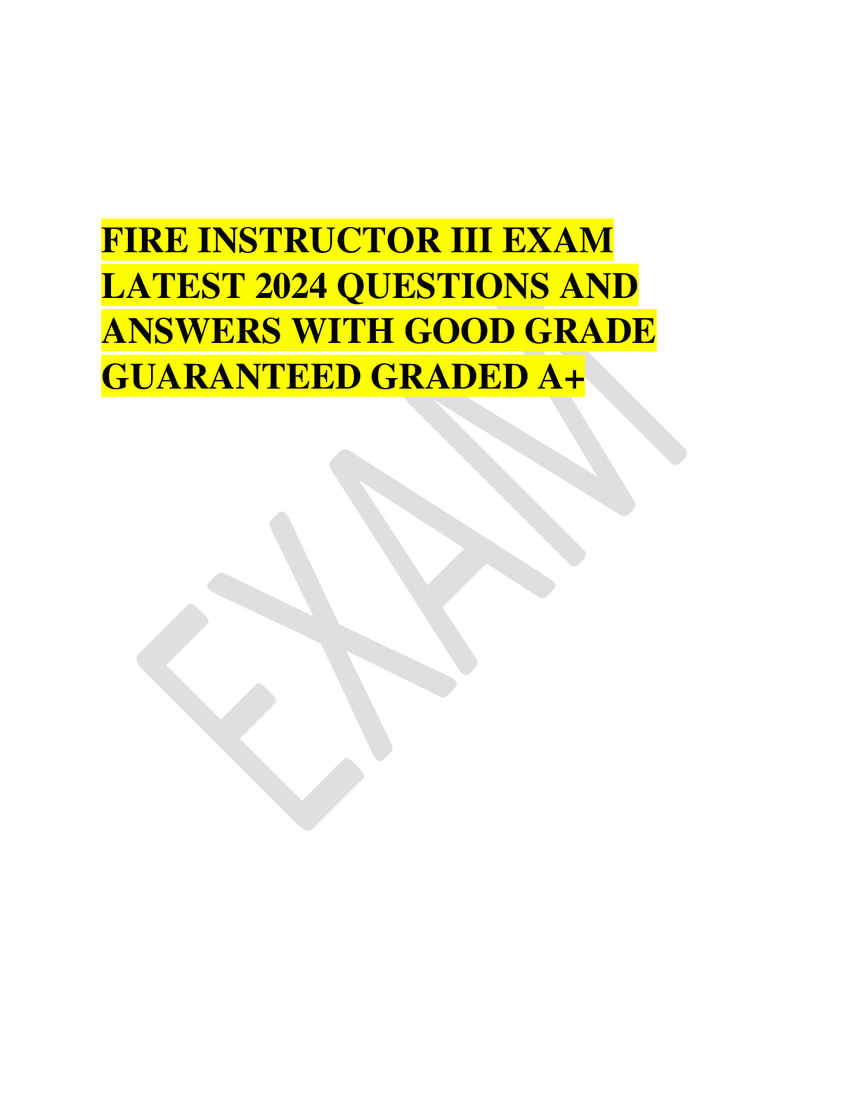 Fire Instructor III Exam Questions and Answers - DocMerit