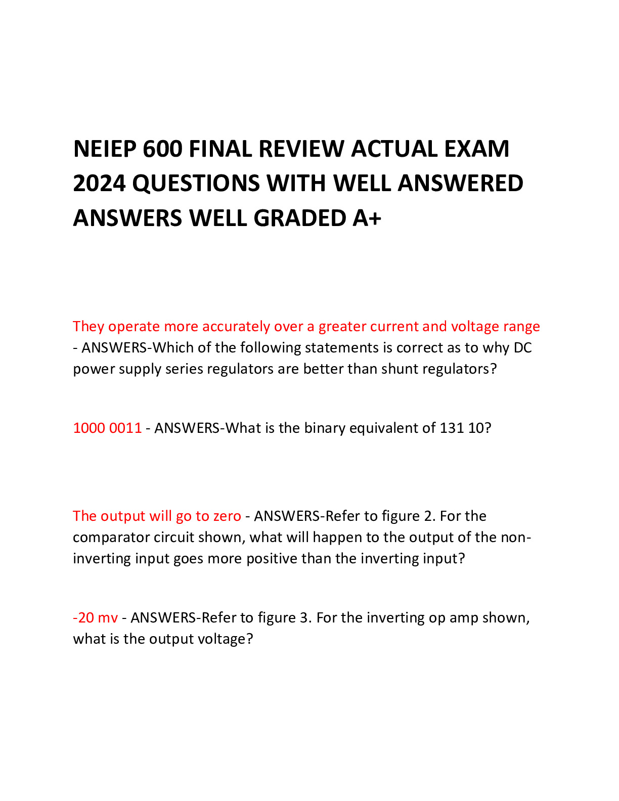 NEIEP 600 FINAL REVIEW ACTUAL EXAM 2023-2024 QUESTIONS AND CORRECT ...