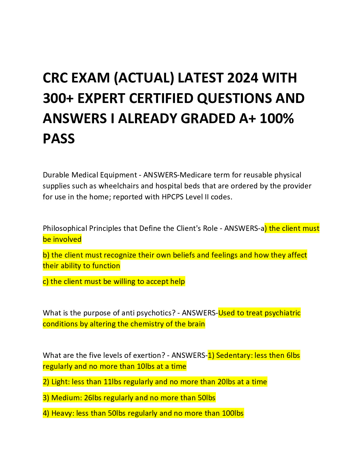 CRC Exam Over (750 Questions) with 100% Verified Answers 2023 Update ...
