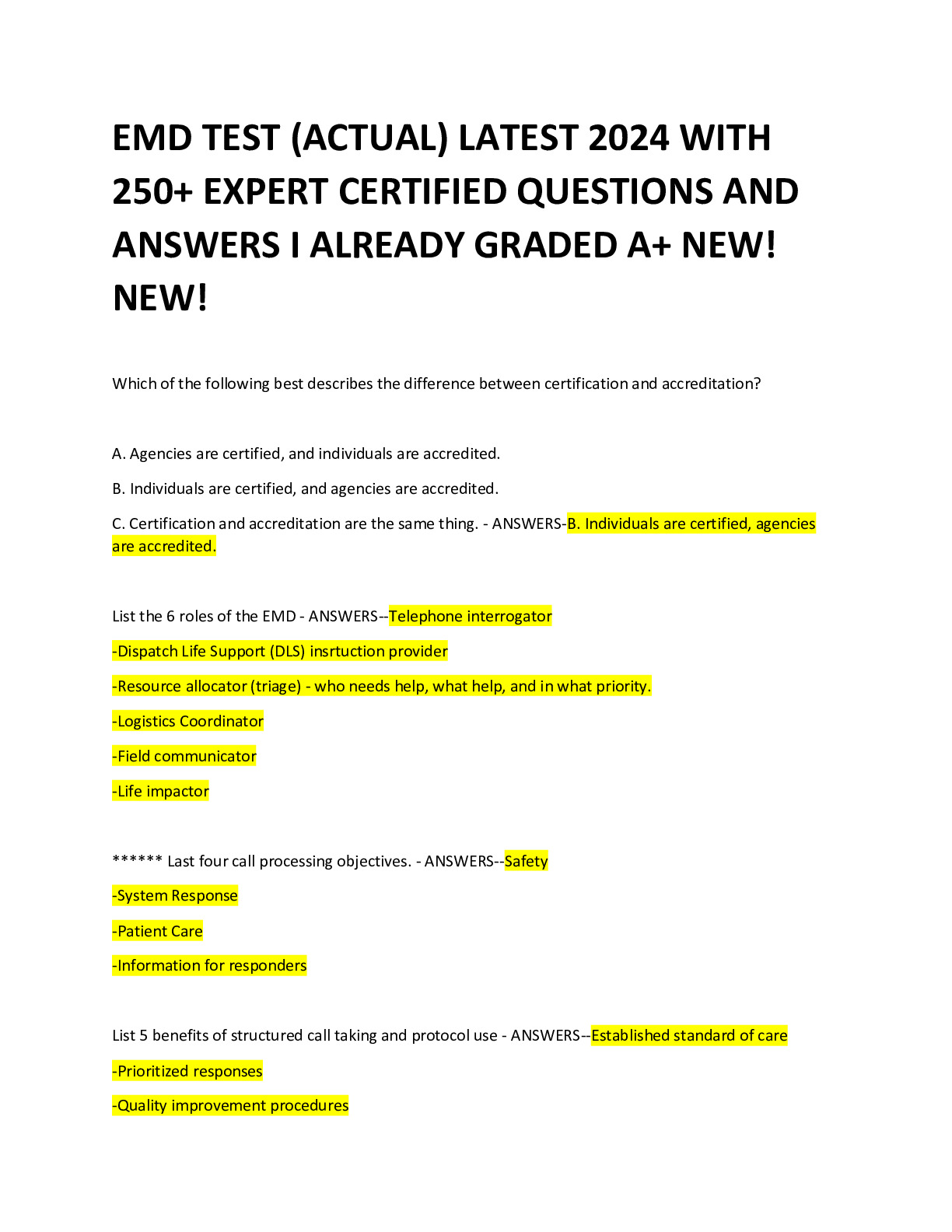 EMD Test - Questions With Detailed Solutions - DocMerit