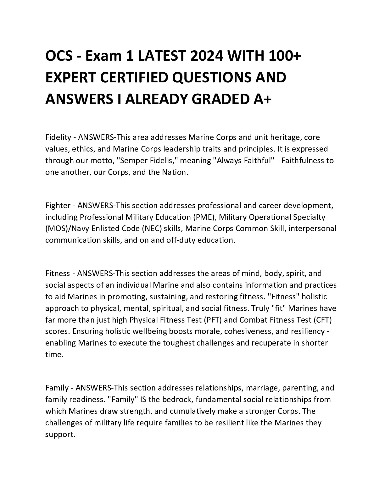 OCS - Exam 1 LATEST 2024 WITH 100+ EXPERT CERTIFIED QUESTIONS AND ...