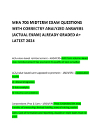 MHA 706 MIDTERM EXAM QUESTIONS WITH CORRECTRY ANALYZED ANSWERS (ACTUAL ...