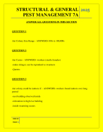STRUCTURAL & GENERAL PEST MANAGEMENT 7A QUESTIONS AND ANSWERS 2025 ...