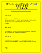 SECOND CLASS BOILER LICENSE 2ND MINNESOTA QUESTIONS AND ANSWERS 2025 ...