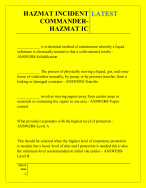 HAZMAT INCIDENT COMMANDERHAZMAT IC QUESTIONS AND ANSWERS 2025 - DocMerit
