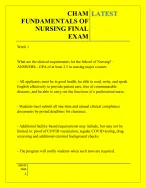 CHAM FUNDAMENTALS OF NURSING FINAL EXAM QUESTIONS AND ANSWERS 2026 ...