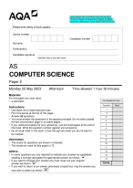 2023 AQA AS COMPUTER SCIENCE 7516/2 Paper 2 Question Paper & Mark ...