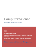 OCR 2023 COMPUTER SCIENCE H046/02: ALGORITHMS AND PROBLEM SOLVING AS LEVEL QUESTION PAPER - DocMerit