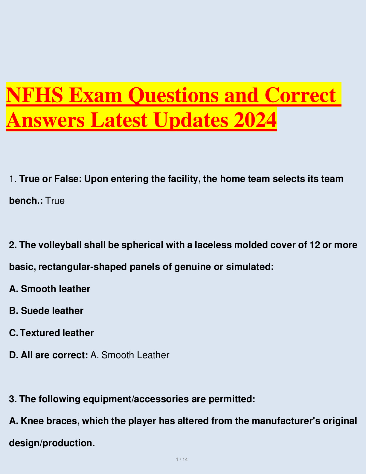NFHS BASKETBALL RULES EXAM PART I FINAL EXAM QUESTIONS AND ANSWERS 2024 ... NFHS BASKETBALL RULES EXAM PART I FINAL EXAM QUESTIONS AND ANSWERS 2024 ...