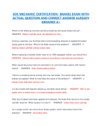 SOS MECHANIC CERTIFICATION- BRAKES EXAM WITH ACTUAL QUESTION AND CORRECT ANSWER ALREADY GREADED ...