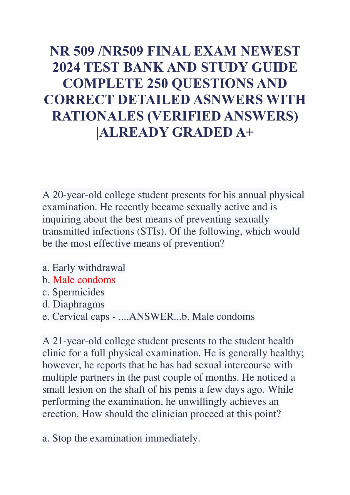 NR 509 /NR509 FINAL EXAM NEWEST 2024 TEST BANK AND STUDY GUIDE COMPLETE ...