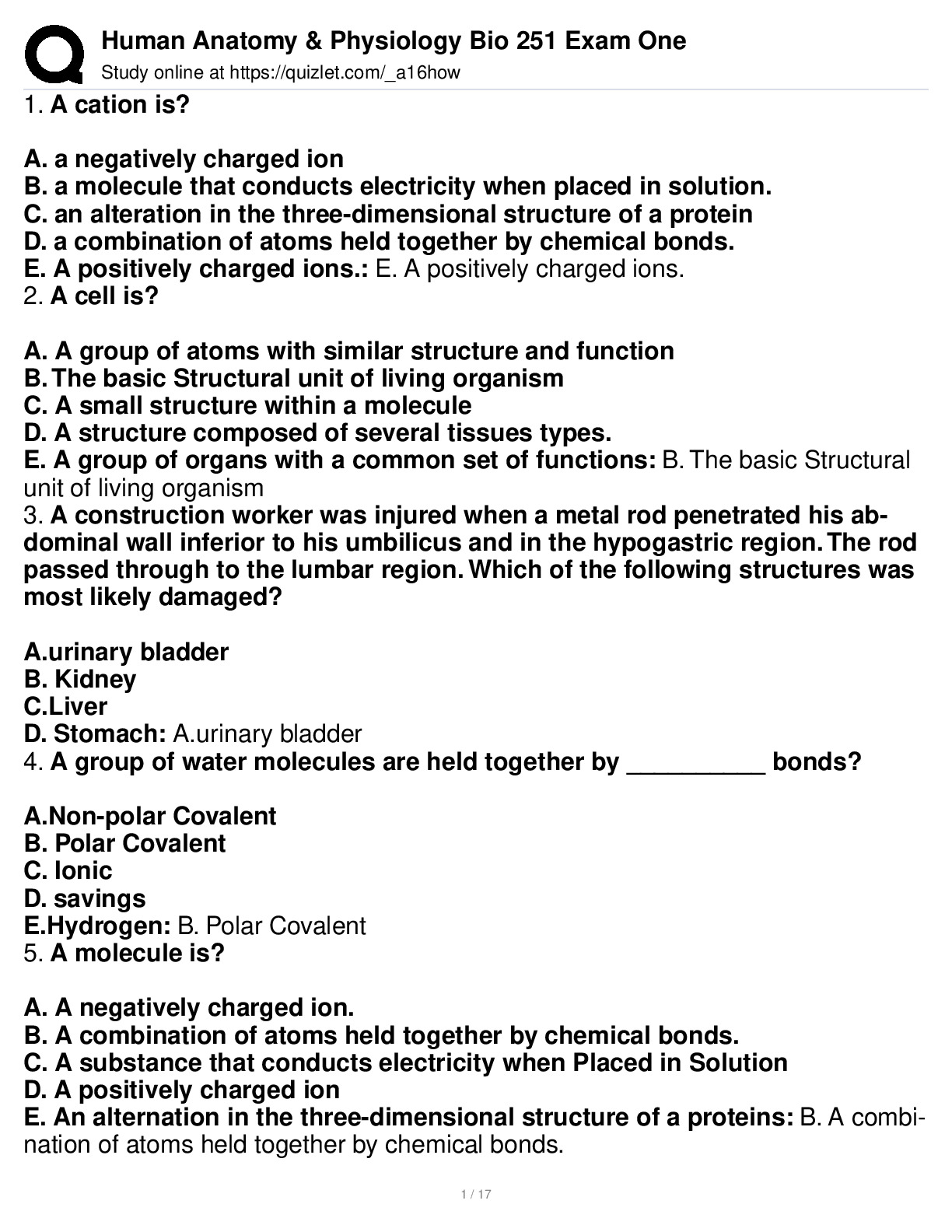 BIOS 251 Anatomy and Physiology 1 with Lab Final Exam 2023-24 ACCURATE EXAM WITH ANSWERS S ...