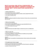 MCAT Psychology 2026 ACTUAL EXAM REVIEW 150 QUESTIONS AND CORRECT ...