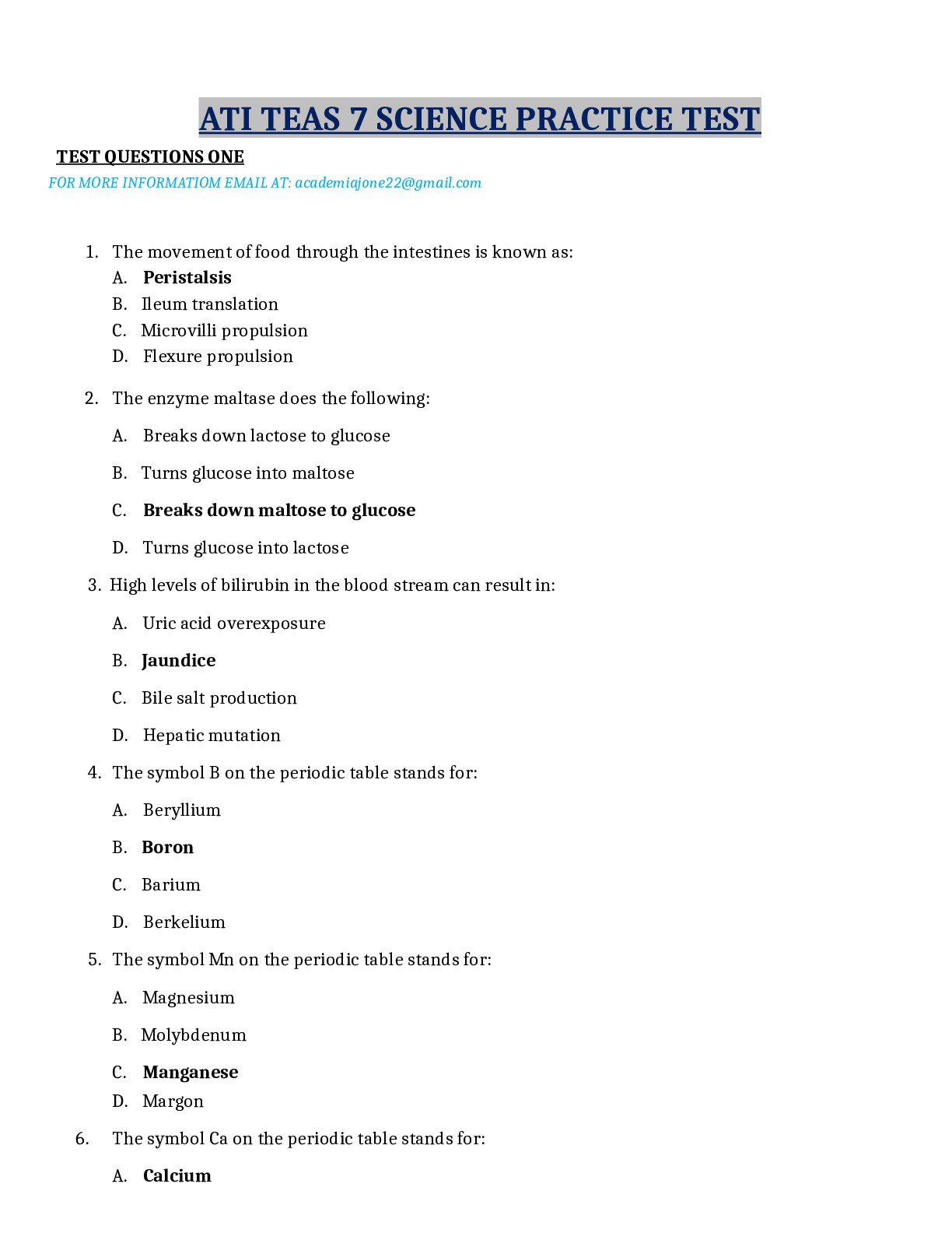 ATI TEAS 7 SCIENCE PRACTICE TEST 2023-2024 - DocMerit