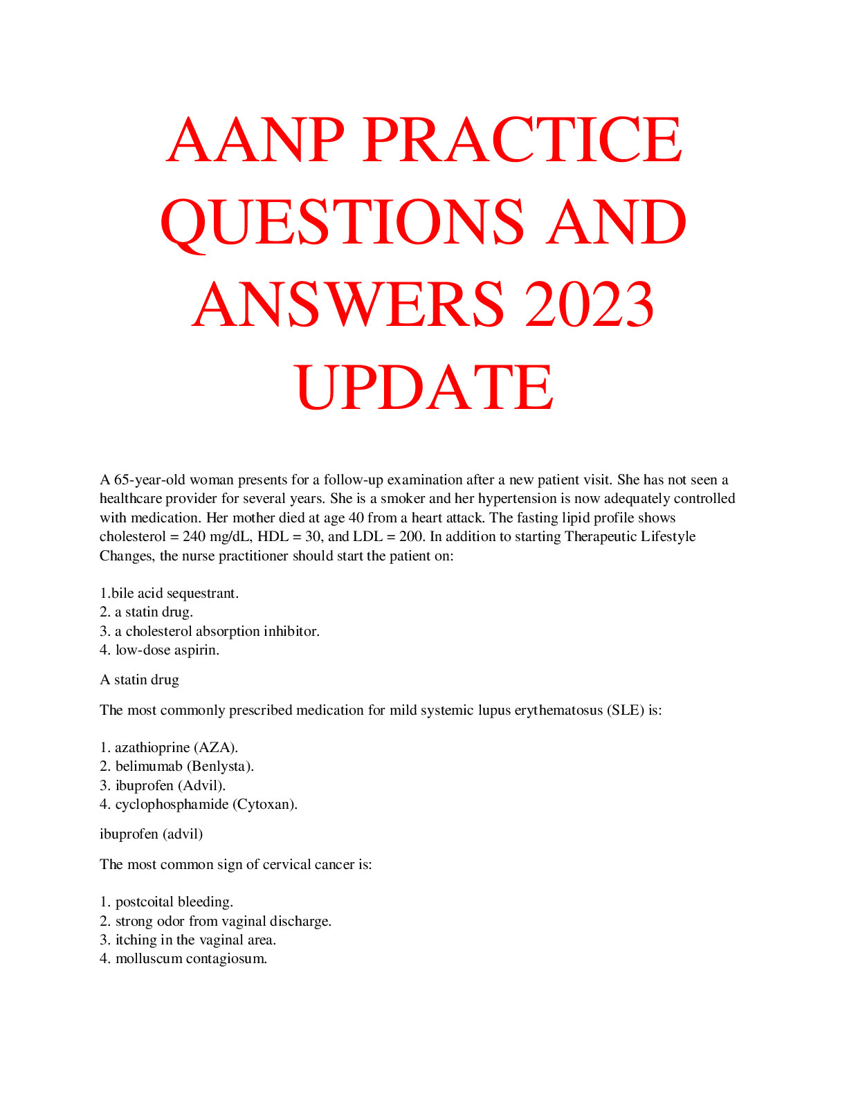 AANP PRACTICE QUESTIONS AND ANSWERS 2023/2024 - DocMerit