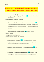 FEMA IS- 700.B Final Exam Questions And Verified Answers Grade A+ 2025 ...