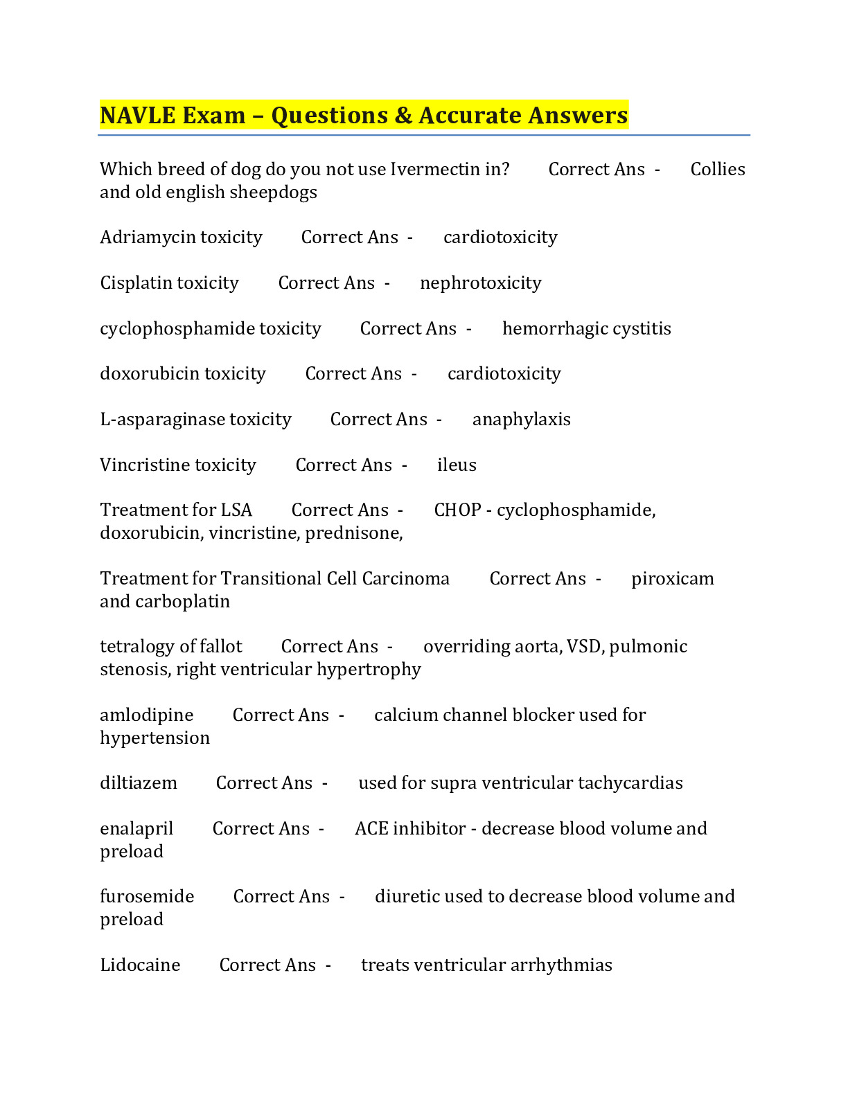 NAVLE Exam Review Questions & Answers 2024/2025 - DocMerit