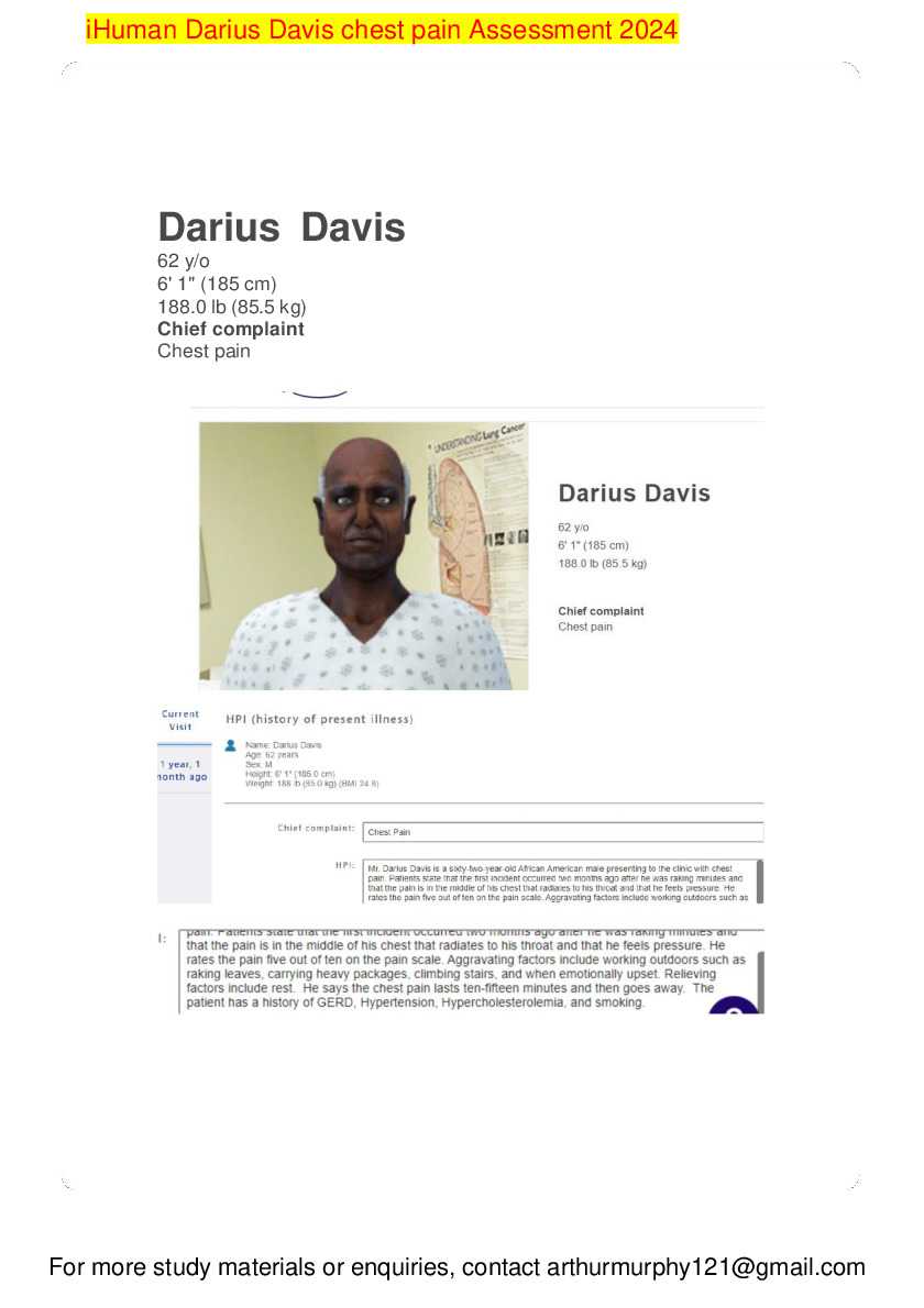 iHuman Darius Davis chest pain Assessment 2024 - DocMerit
