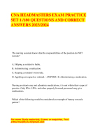 CNA HEADMASTERS EXAM PRACTICE SET 1 /180 QUESTIONS AND CORRECT ANSWERS ...