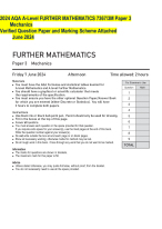 2024 AQA A-Level FURTHER MATHEMATICS 7367/3M Paper 3 Mechanics Verified Question Paper and ...