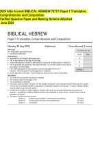 2024 AQA A-Level BIBLICAL HEBREW 7677/1 Paper 1 Translation ...