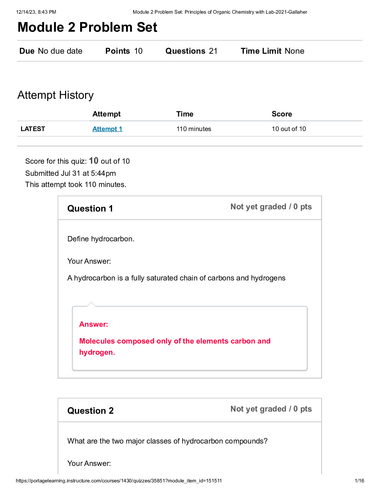 Module 2 Problem Set: Principles of Organic Chemistry with Lab-2021 ...