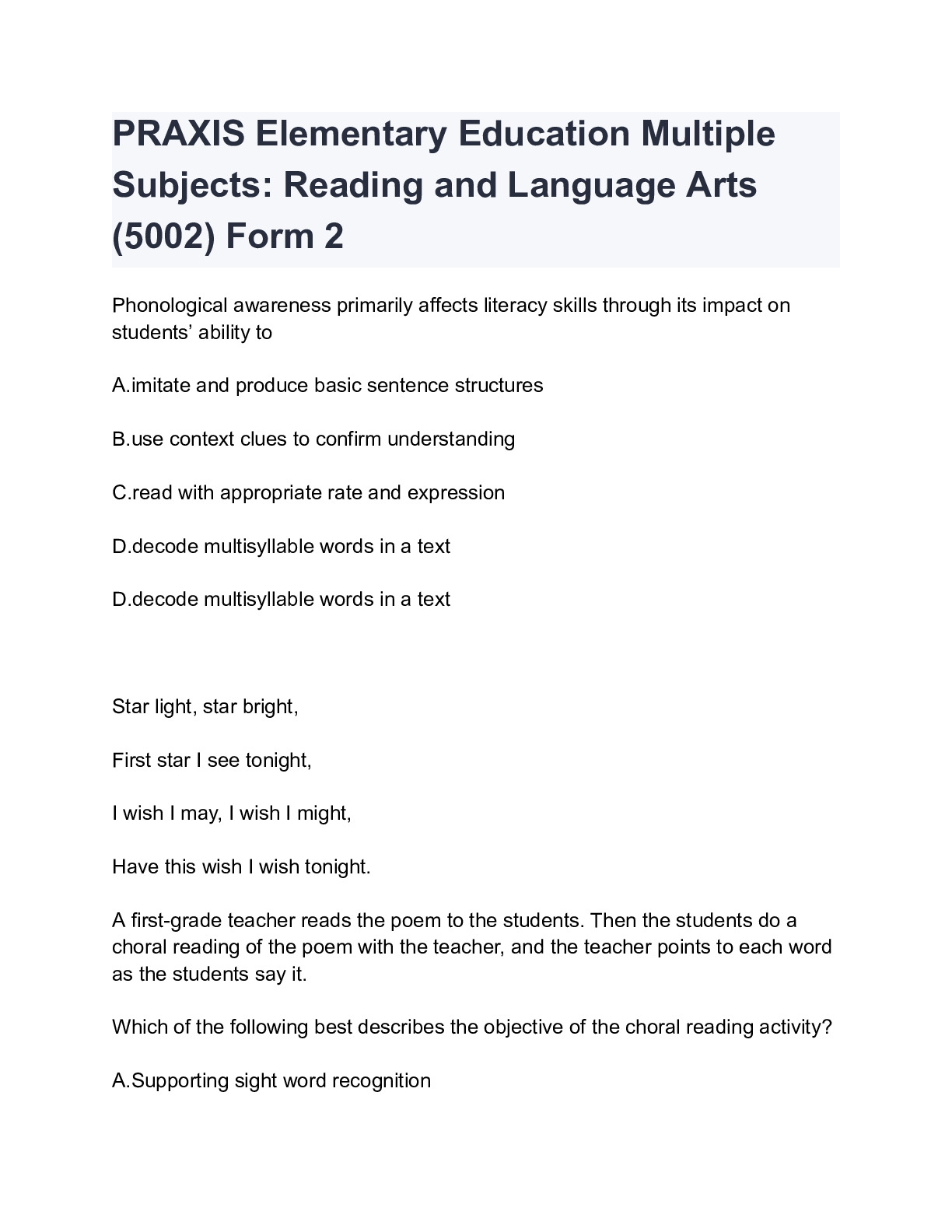 PRAXIS Elementary Education_ Multiple Subjects Mathmatics (5003 ...