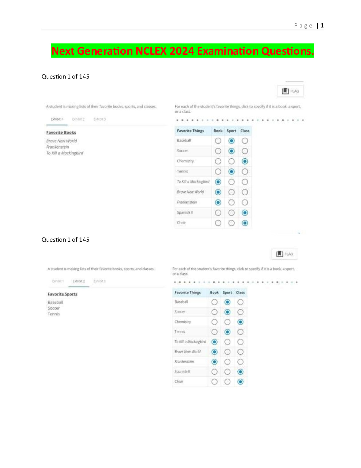 Next Generation NCLEX 2024 Examination Questions - DocMerit