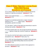 Class D Water Operator License Exam TCEQ 2024 Review Questions and ...