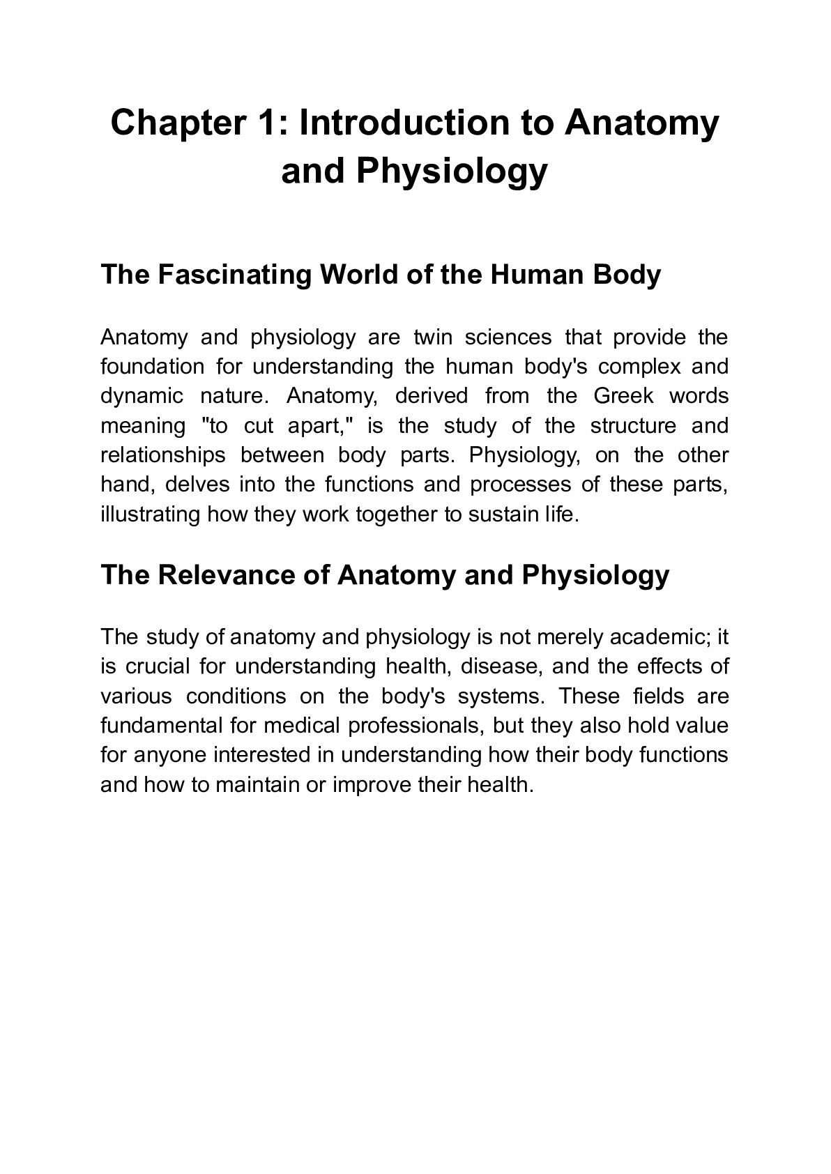 Introduction to Anatomy and Physiology - DocMerit