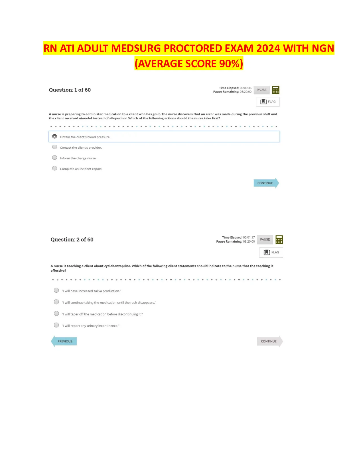 ATI MED SURG PROCTORED EXAM NEXT GENERATION LATEST VERSION 2024-2025 ...